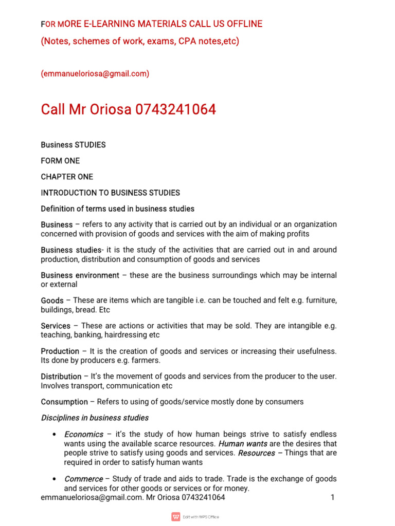 Business f1 Notes | PDF