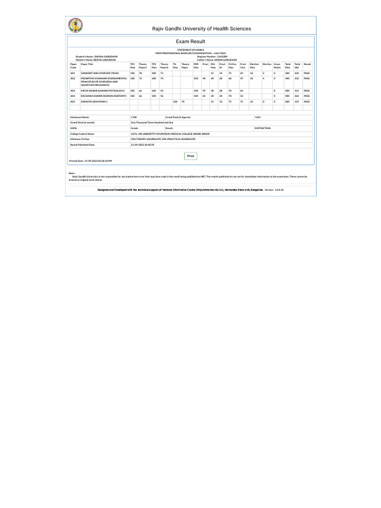 EMS Result 1st Year 2023 | PDF | Asian Traditional Medicine | Ayurveda