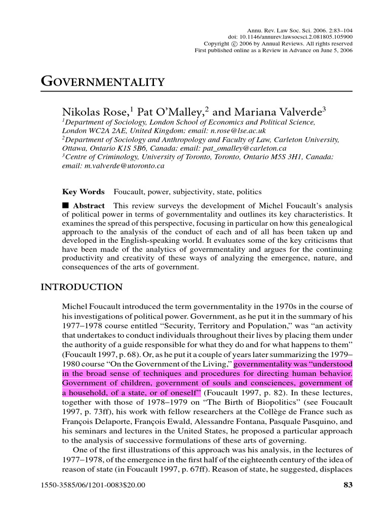 Nikolas Rose Et Al | PDF | Michel Foucault | Discourse