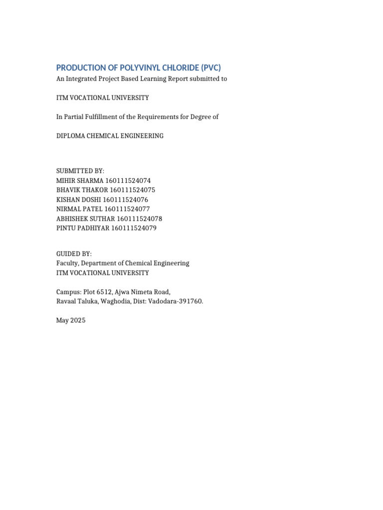 PVC_Report_Full_Formatted | PDF | Polyvinyl Chloride | Building Engineering