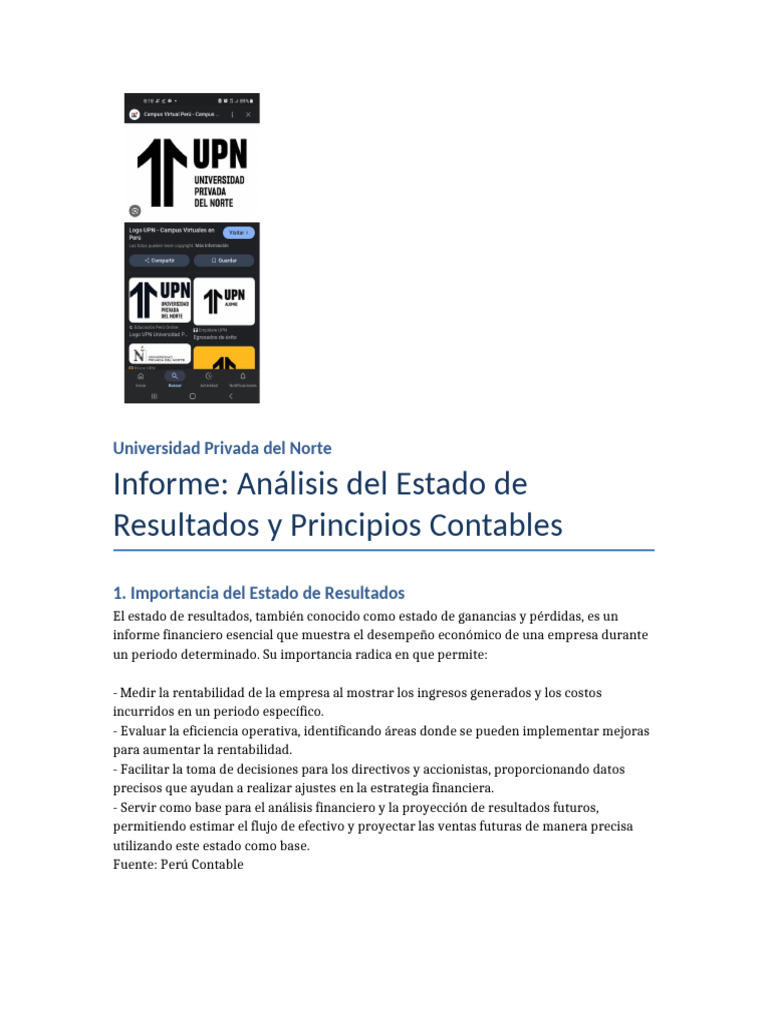 Informe Contabilidad T2 UPN Final Repetido | PDF | Estado de resultados ...