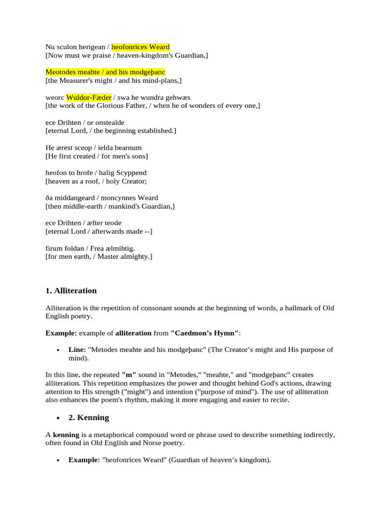 Caedmon's Hymn | PDF