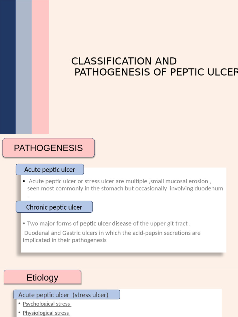 Classification and Pathogenesis of Peptic Ulcer | PDF | Stomach ...