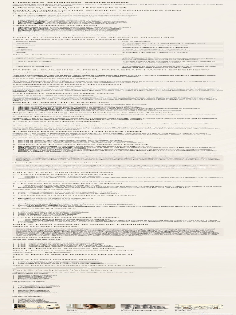 Literary Analysis Skills Worksheet | PDF | Narrative | Violence