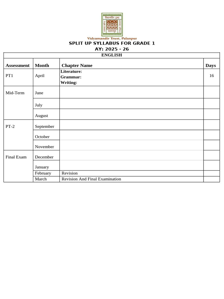 Split Up Syllabus - 25-26 - Format | PDF
