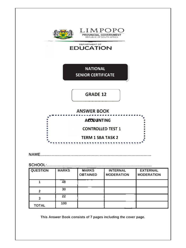 2023 Limpopo Accounting NSC Answer Book March | PDF