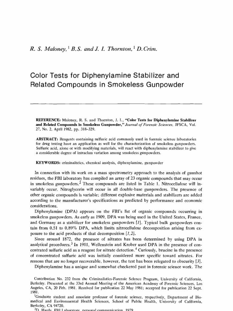 Color Tests For Diphenylamine Stabilizer and | PDF | Nitrite | Chemical ...