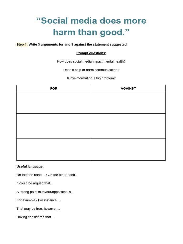 Writing Practice For and Against | PDF | Argument | Reason