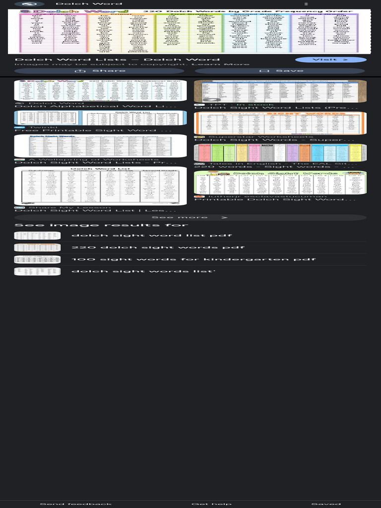 Sight Words Dolch PDF - Google Search | PDF