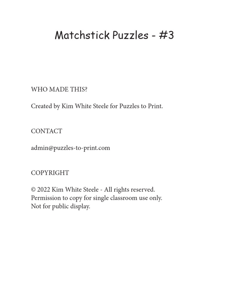 Matchstick Puzzles Solutions #3 | PDF