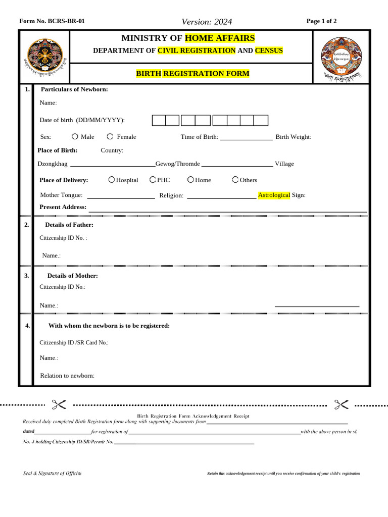Birth Registration Form English | PDF | Birth Certificate | Human Rights
