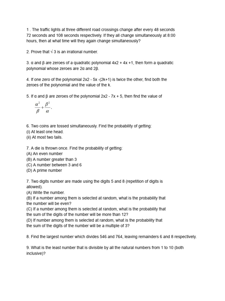 Real Numbers Polynomials and Probability | PDF