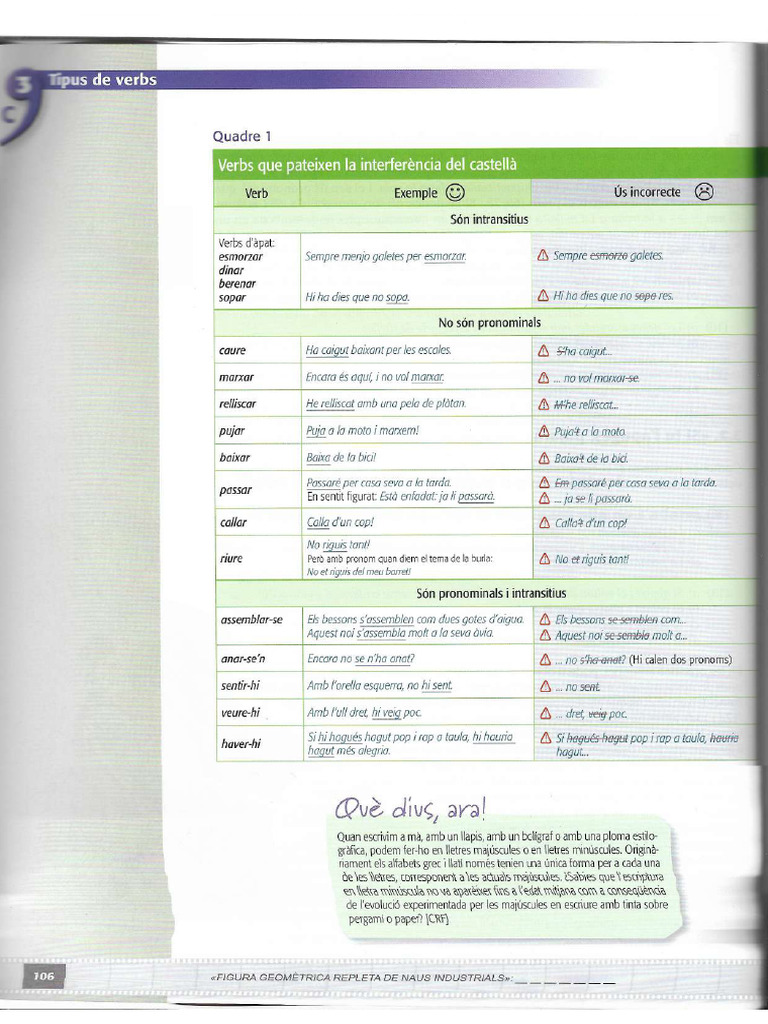 Quadre de Verbs Amb Interferencia | PDF