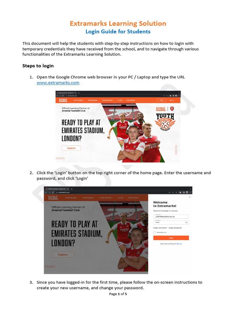 Login Guide For Students - BPS Doha | PDF