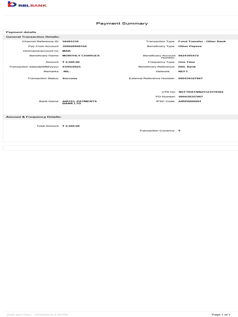 Initiate Single Entry Payment Summary UX503!05!2025 | PDF