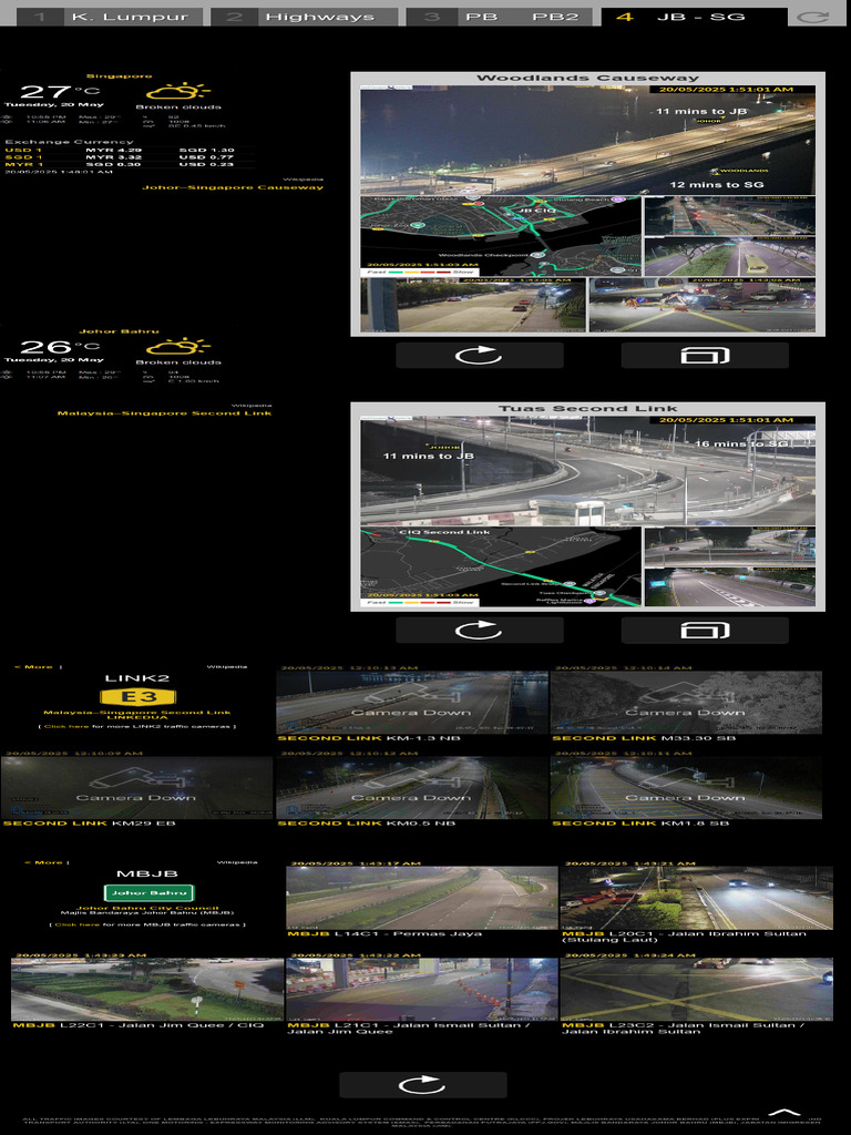 JB-SG Johor-Singapore Causeway & Second Link Live Traffic Cameras 2 | PDF