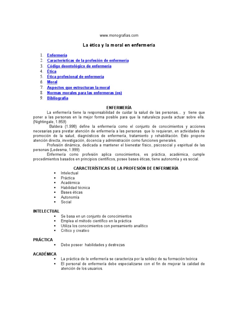 Etica Enfermeria | PDF | Enfermería | Moralidad