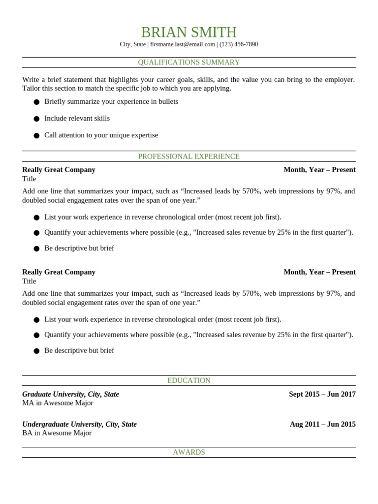 Brian Smith's Professional Resume Overview | PDF