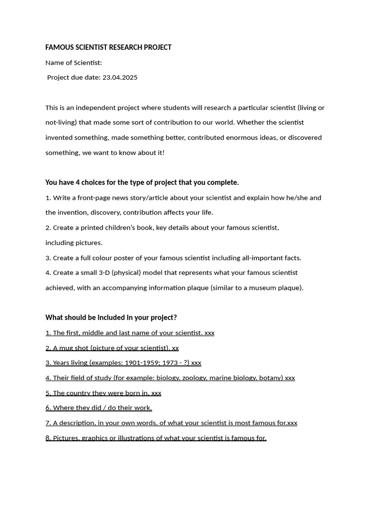 Famous Scientist Research Project | PDF | Scientist
