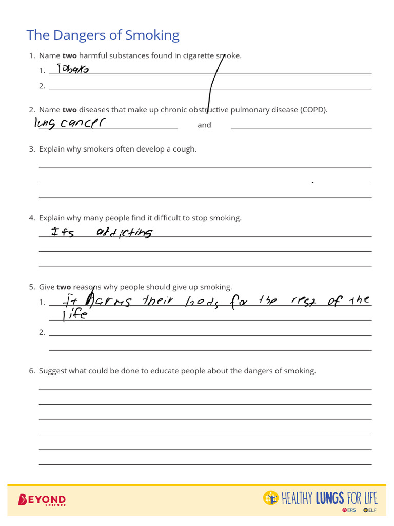 The Dangers of Smoking Questions | PDF