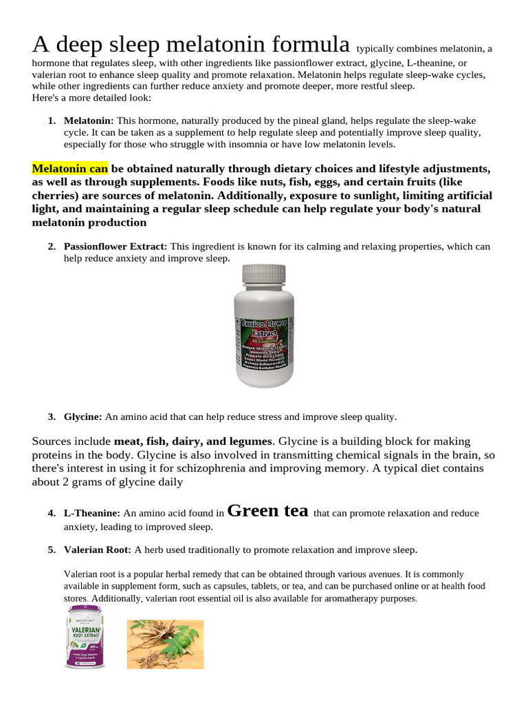 Deep Sleep Melatonin Formula Guide | PDF | Sleep | Dietary Supplements