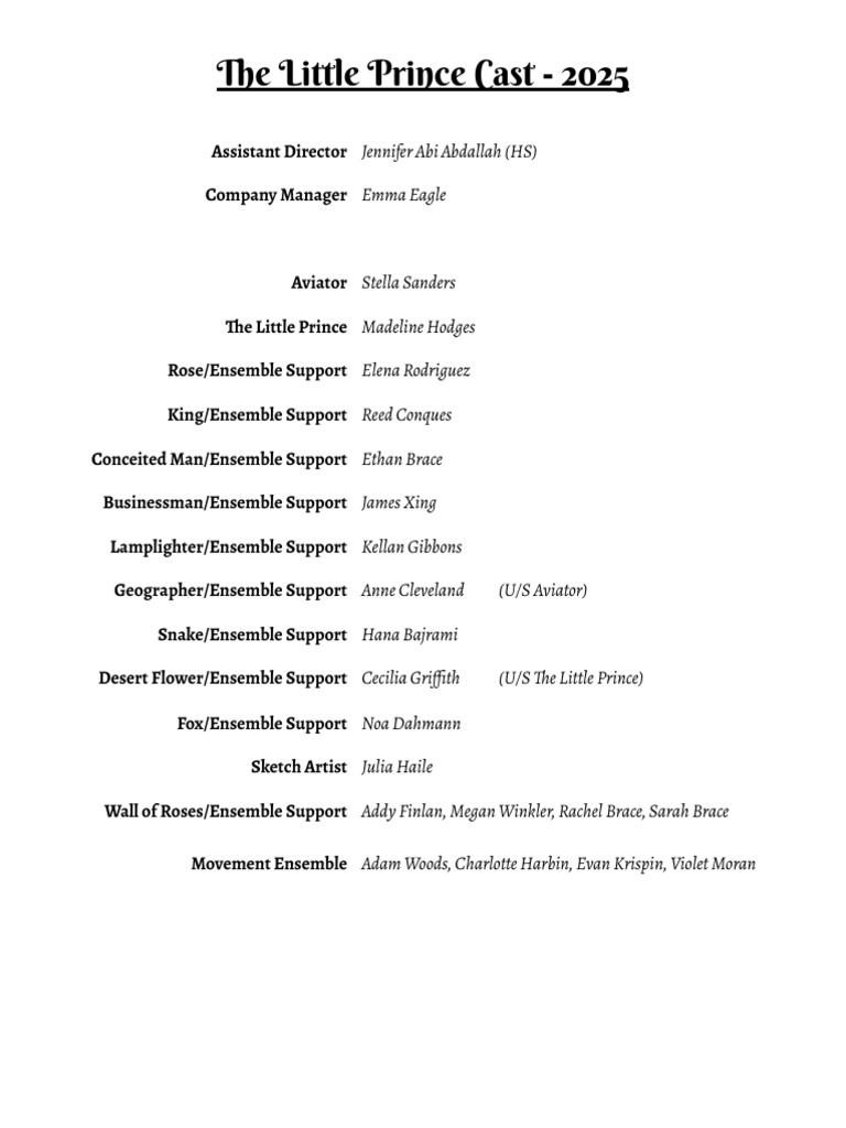 The_Little_Prince_Cast__Crew_-_2025 (1) | PDF