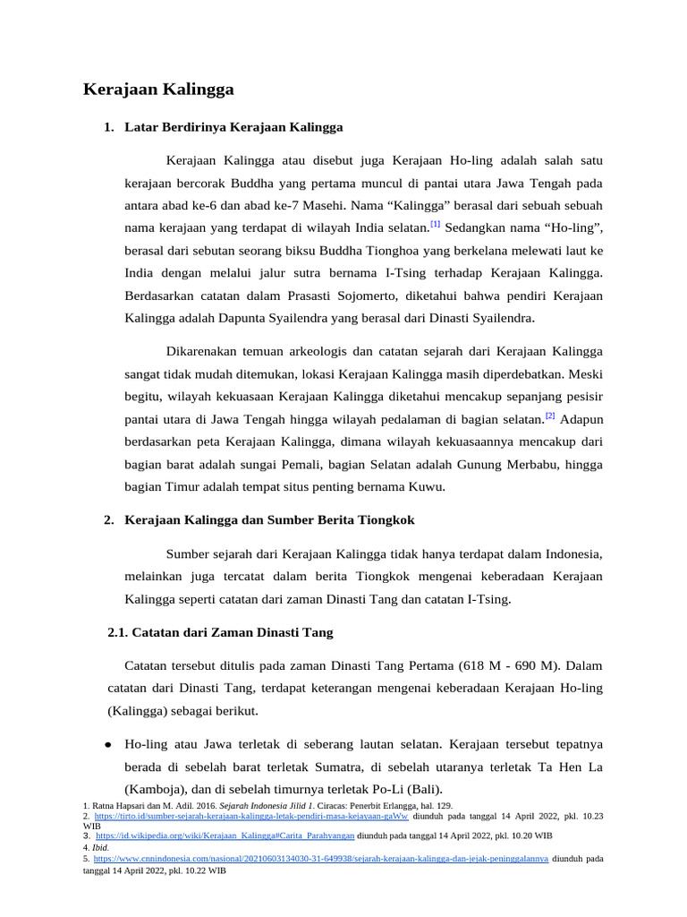 Sejarah Kerajaan Kalingga | PDF