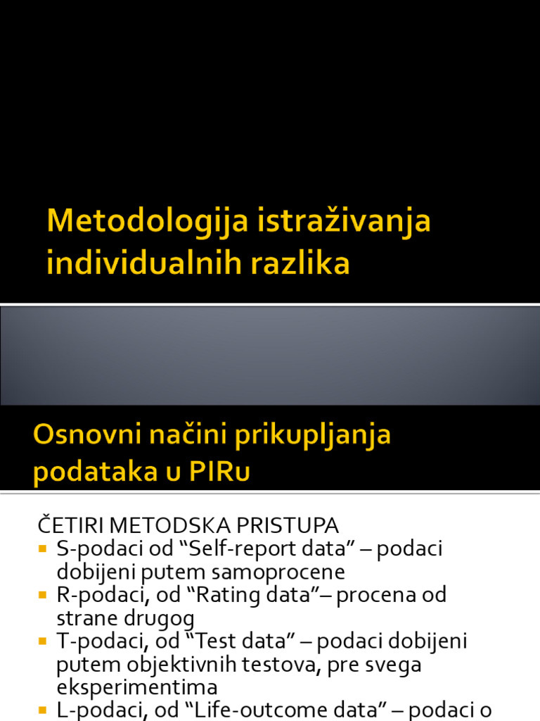 Metodologija Istraživanja Individualnih Razlika | PDF
