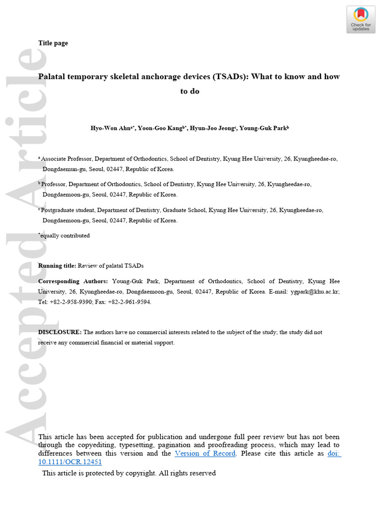Palatal Temporary Skeletal Anchorage (TSAD) | PDF | Orthodontics ...