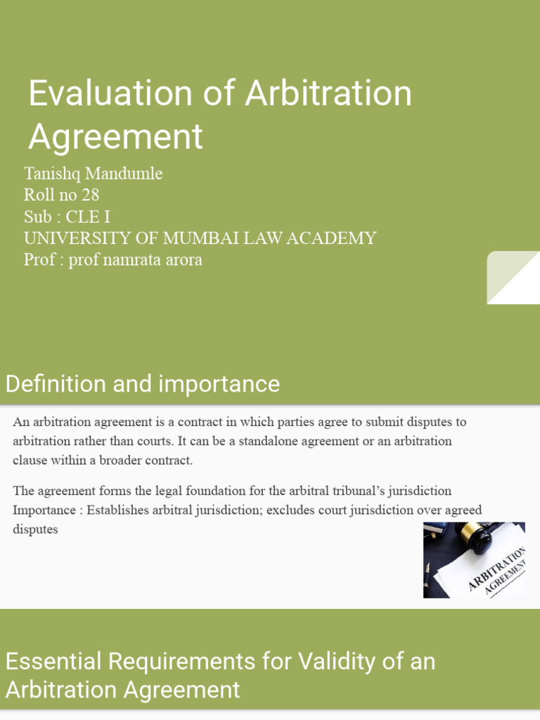 Evaluation of Arbitration Agreement | PDF | Arbitration | Business Law