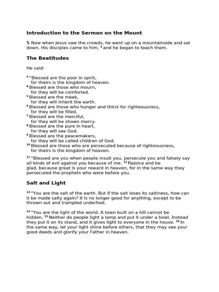 Introduction To The Sermon On The Mount | PDF