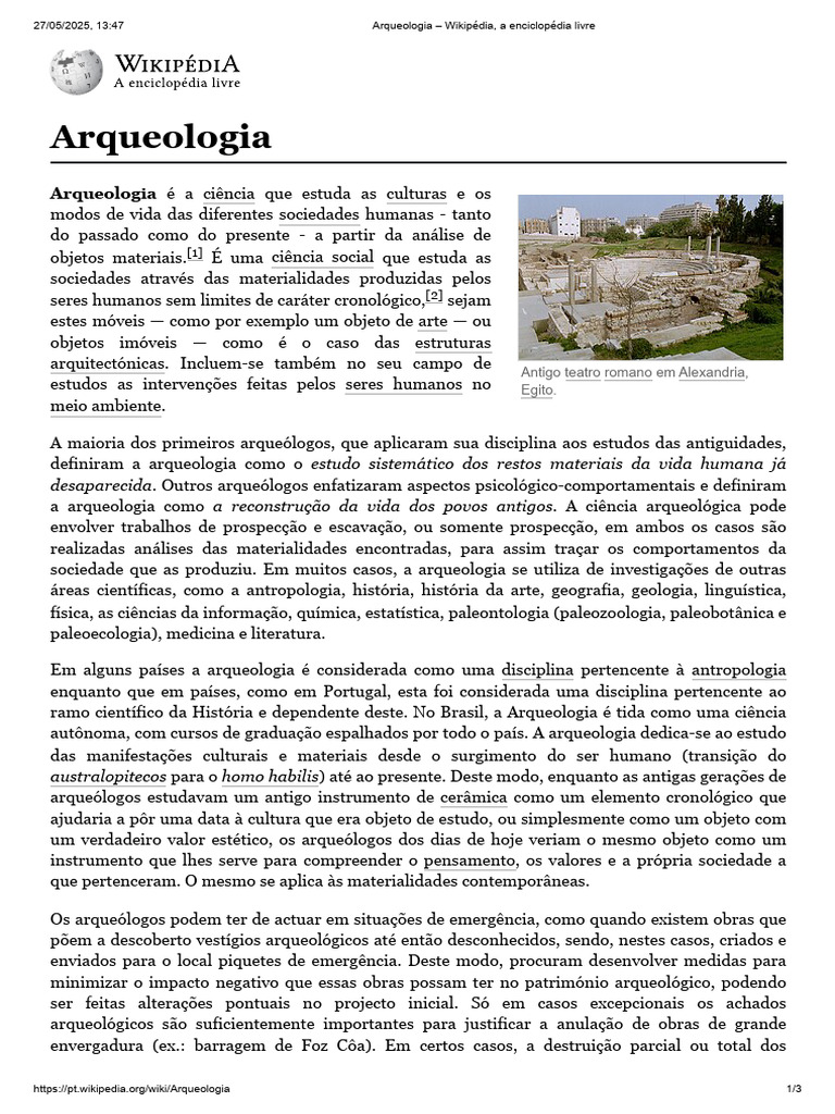 Arqueologia: Estudo das Culturas Humanas | PDF | Arqueologia | Science