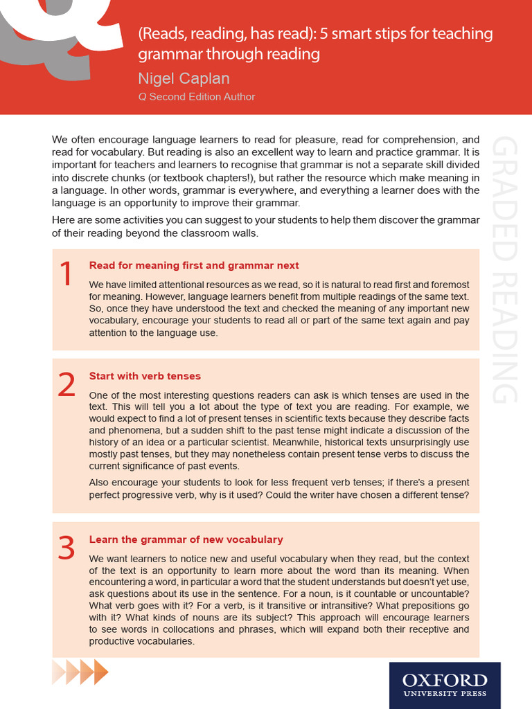 Teach Grammar Through Reading Strategies | PDF | Verb | Reading ...