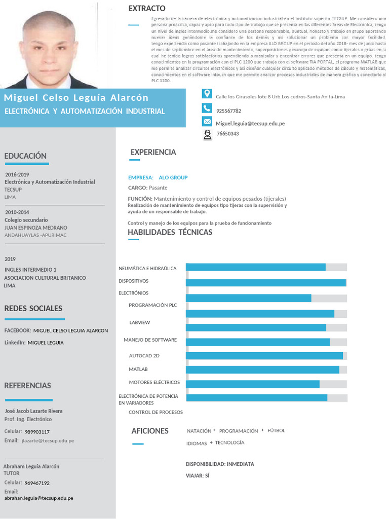 Leguia - Alarcon - Miguel CV | PDF | Informática