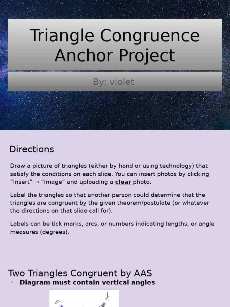 Geometry Honors (Template) Triangle Congruence Anchor Project | PDF ...