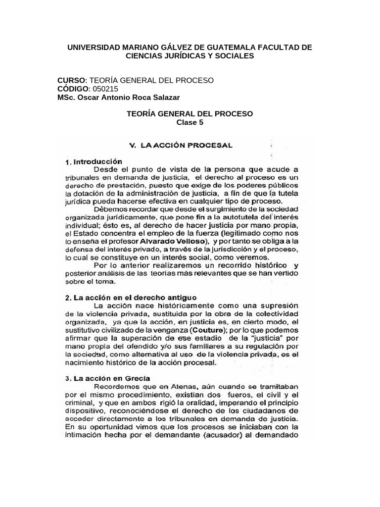 Teoría General Del Proceso, Clase V | PDF