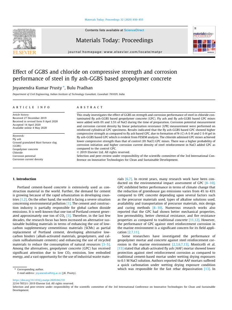 GGBS Impact on Geopolymer Concrete Strength | PDF | Concrete | Cement