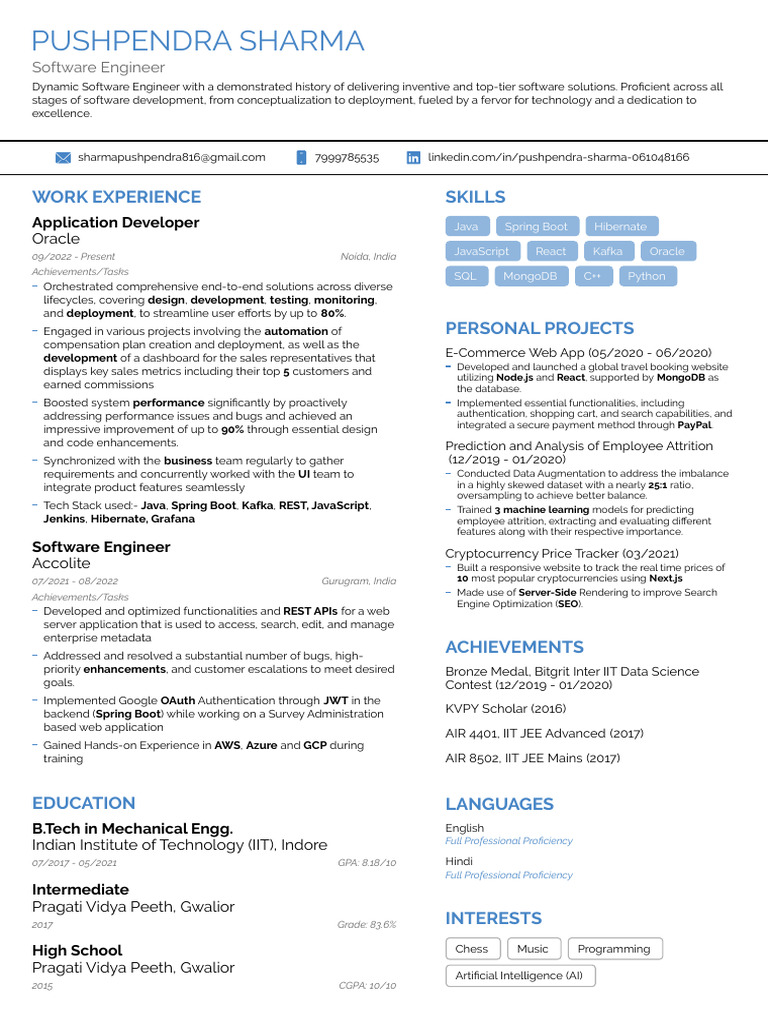 Pushpendra Sharma CV PDF | PDF | Java Script | Mongo Db