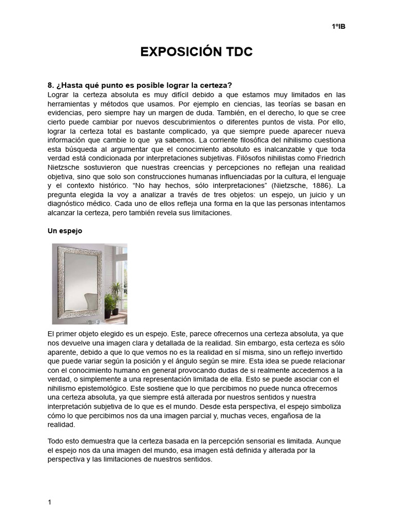 Exposición TDC | PDF | Certeza | Verdad