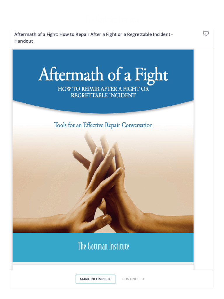 Aftermath of Fight - Gottman | PDF