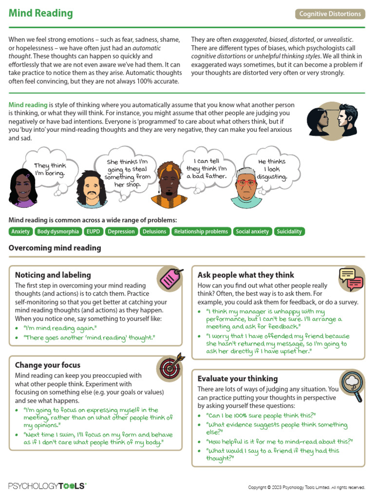 Cognitive Distortions Mind Reading | PDF | Thought | Mind
