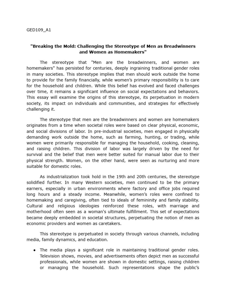 Deconstructing Gender Stereotypes | PDF | Gender Role | Gender Inequality