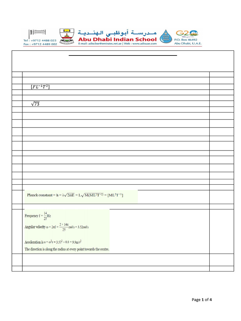 Ans Key-Mid-Term Exam-Gr11 Final | PDF | Acceleration | Velocity