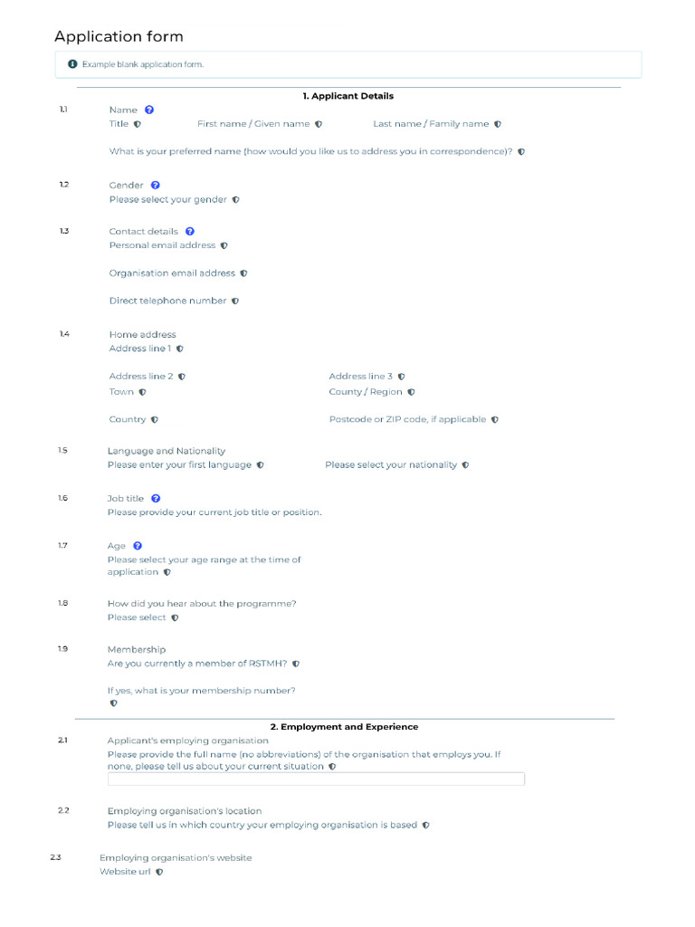 RSTMHExample Blank Application Form | PDF