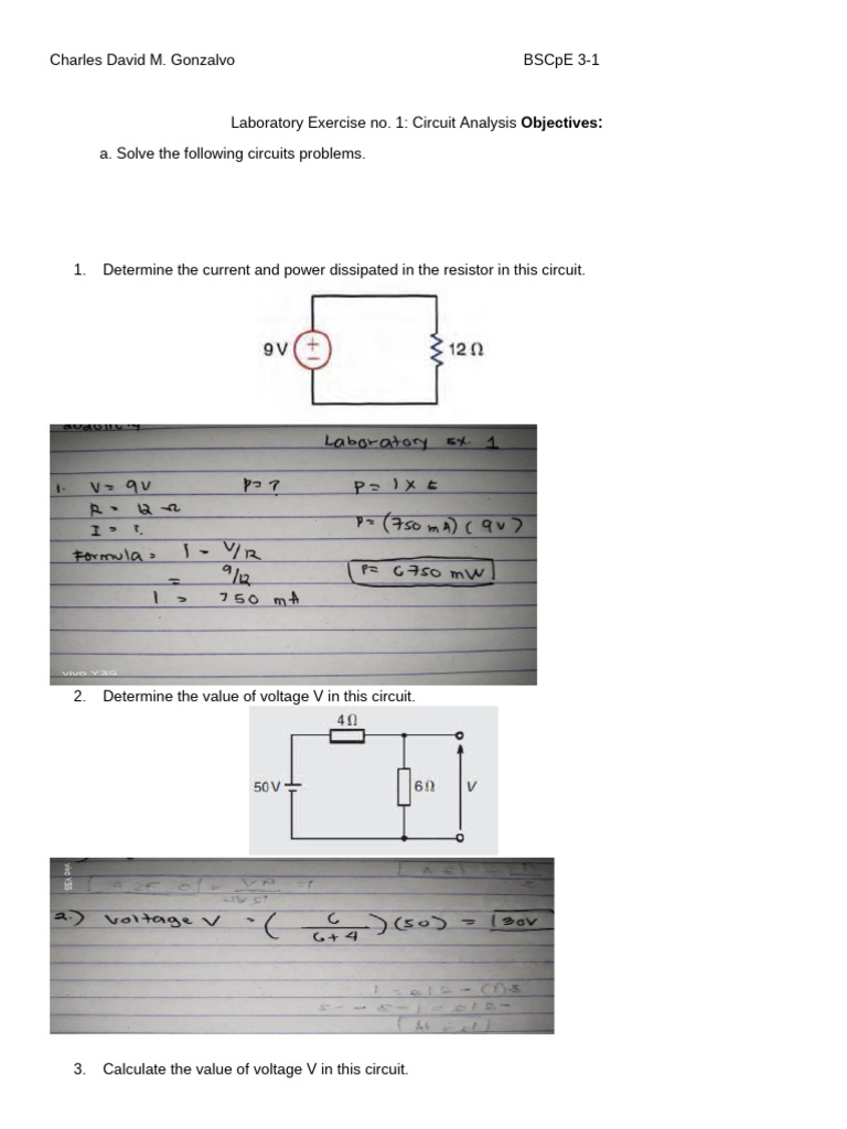 GONZALVO CPEN85 Laboratory Exercise No. 1 | PDF
