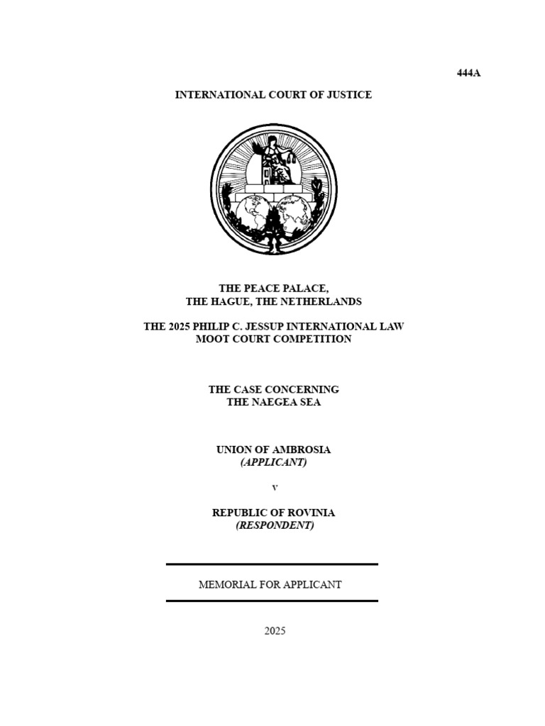 Ambrosia v. Rovinia: ICJ Memorial 2025 | PDF | Jurisdiction ...