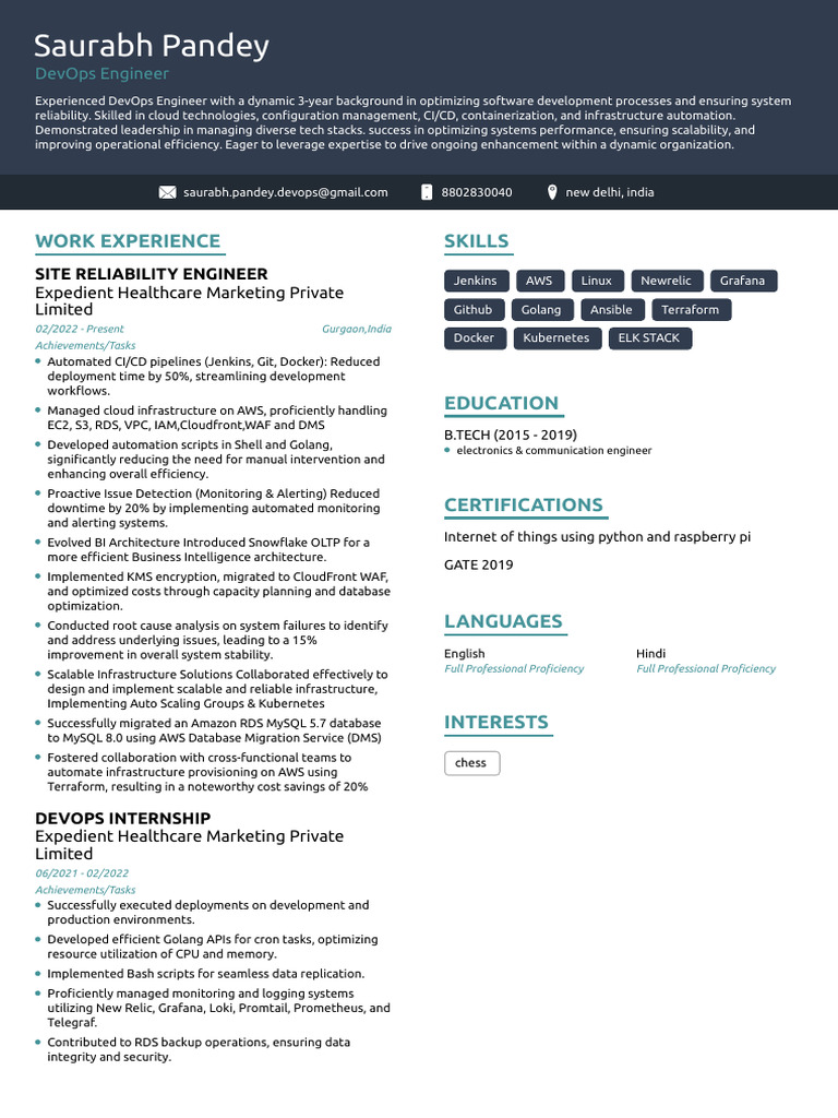 DevOps Engineer Profile: Saurabh Pandey | PDF | Amazon Web Services ...