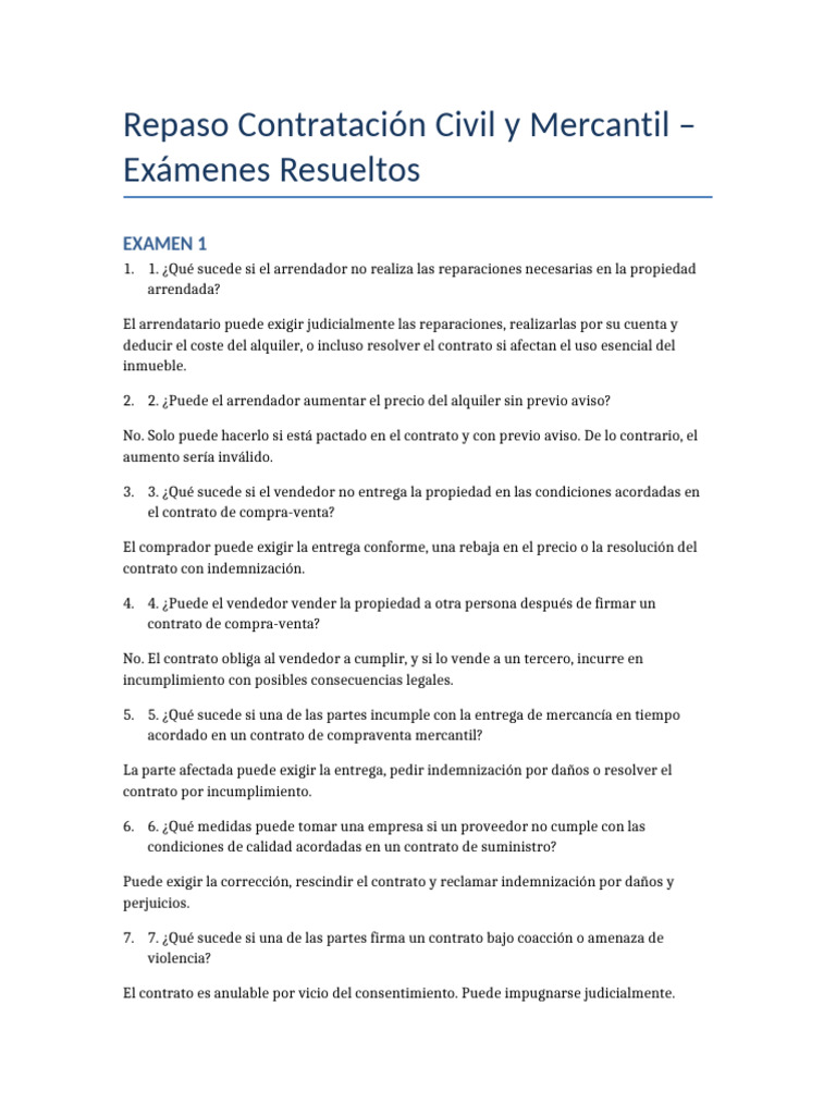 Repaso Contratacion Civil Mercantil Completo | PDF | Daños y perjuicios
