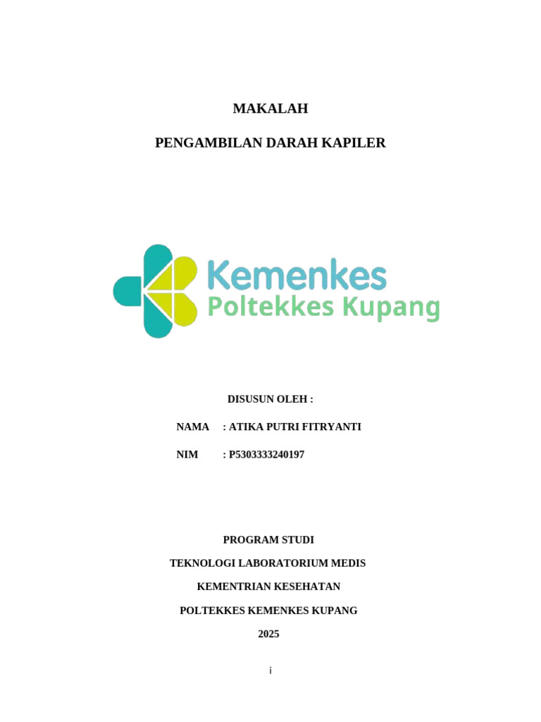 Laporan Praktikum Pengambilan Darah Kapiler | PDF