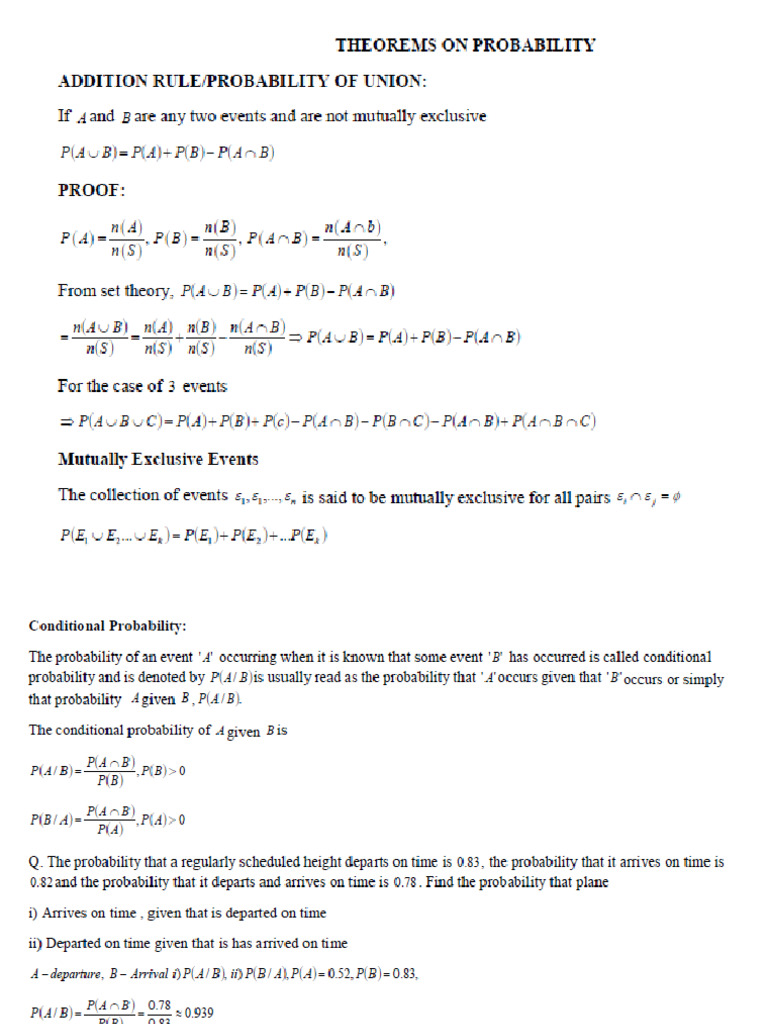 Lecture-Theorems On Probability | PDF
